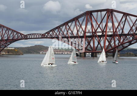 Yachts and Forth Rail Bridge Scotland April 2016 Stock Photo - Alamy