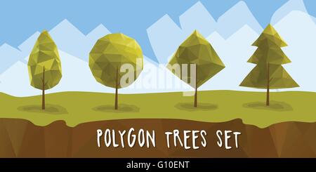 Polygon trees set. Low poly style. Vector illustration Stock Vector Art ...