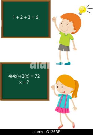 Boy solving math problem illustration Stock Vector Image & Art - Alamy