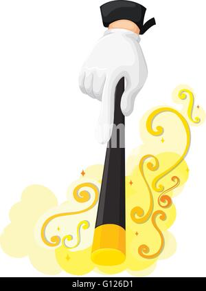 Magician hand with glove holding magic wand. Trick or magic ...