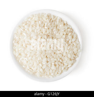 A bowl of rice grains isolated on white background Stock Photo - Alamy