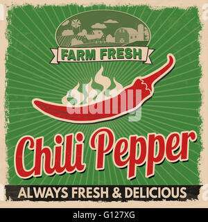 Chili pepper poster. Vintage traditional mexican spicy poster, hot ...