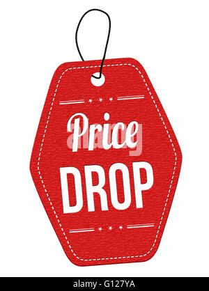 Price drop red leather label or price tag on white background, vector ...