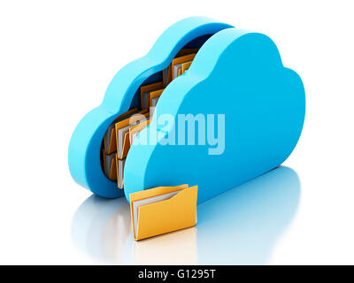 3d renderer image. File storage in cloud. Cloud computing concept ...