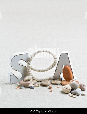Summer time concept with sea shells Stock Photo - Alamy