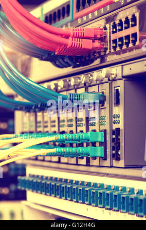 fiber optic servers and hardwares in an internet data center Stock ...