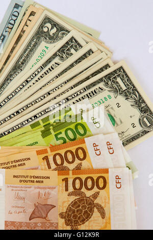 French Polynesian francs and American dollars in a black wallet Stock Photo - Alamy
