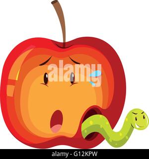 Apple Worm, illustration of an apple with a worm inside. Vector ...