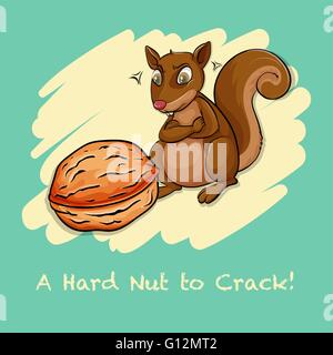 Idiom hard nut to crack illustration Stock Vector Image & Art - Alamy