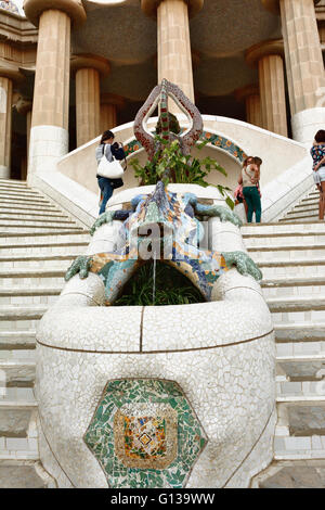 Mosaic salamander known as the dragon, Park Guell, architect Antoni ...