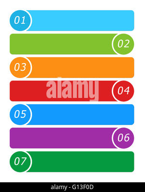Colorful buttons for web pages menus in blue, green, yellow, orange ...