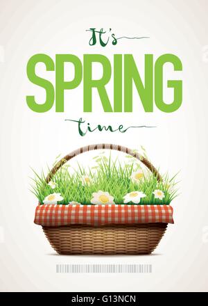 Spring season vector template design. Spring text in empty space with ...