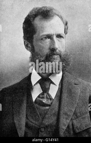 Ottmar Mergenthaler (1854-1899) a German born inventor demonstrates his ...