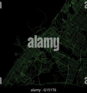Dubai map, satellite view, section 3d, United Arab Emirates Stock Photo ...