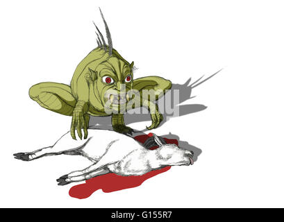 Illustration of Chupacabras, a legendary cryptid that supposedly ...