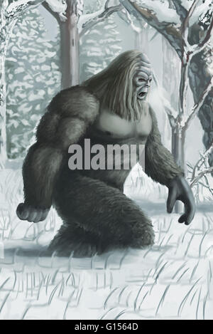 Illustration of Bigfoot or sasquatch, an ape-like cryptid creature ...