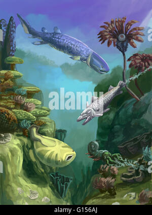 A conceptual illustration of the Devonian geologic period, which Stock ...