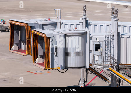 Airport equipment, airbridge, passenger boarding bridge and steps ...