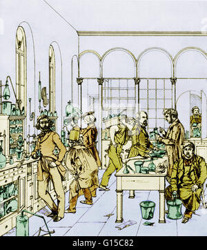German chemist Justus von Liebig's (1803-1873) laboratory at University ...