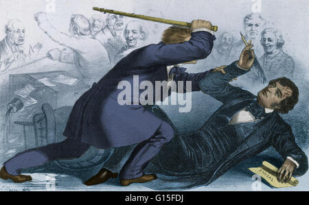 American History, 1856. Senator Charles Sumner under attack by the ...