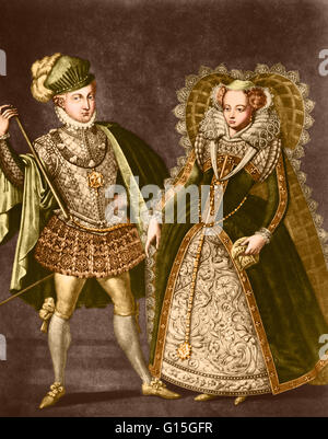 MARY QUEEN OF SCOTS with her husband Henry Stuart Lord Darnley as Stock ...