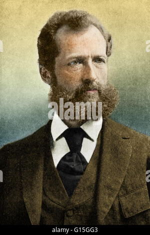 Ottmar Mergenthaler (1854-1899) a German born inventor demonstrates his ...