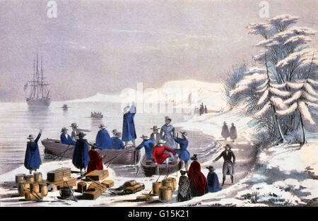 Landing of the Pilgrims at Plymouth, December 21, 1620. Plymouth Rock ...