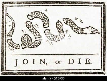 Join or Die political cartoon by Benjamin Franklin Stock Photo - Alamy