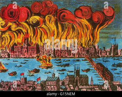 The Great Fire of London, 1666, after the original 1898 mural in the ...
