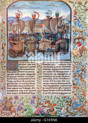 . From a illuminated manuscript of Jean Froissart's Chronicles Battle ...