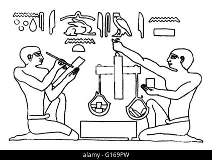 Ancient Egyptian weights and weighing scales 18th Dynasty 1700 BC Stock ...