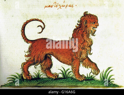 The manticore is a Persian legendary creature similar to the Egyptian ...