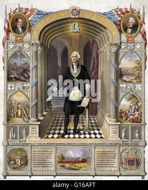 Washington as a Freemason. George Washington in masonic attire, holding ...