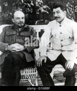 Vladimir Lenin left and Josef Stalin right in Gorky Stock Photo ...