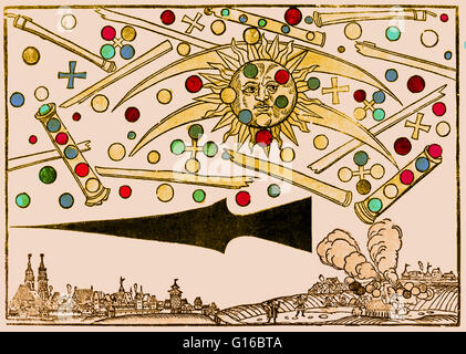16th century woodcut by Hans Glaser. At sunrise on the April 14, 1561 ...