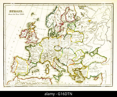 A map of Europe, showing territorial borders existing in the 15th ...
