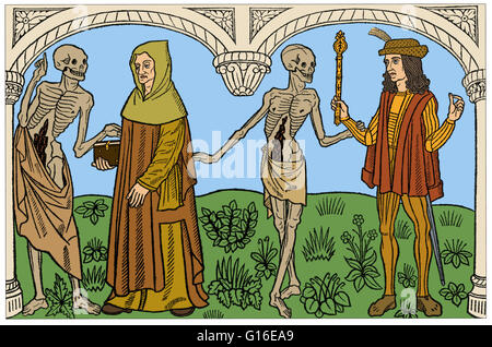 "Der Totentanz, La danse macabre" vintage illustrated postcard, 1904 ...