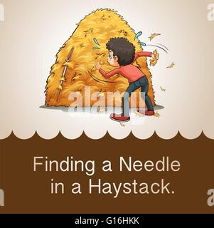 Finding a needle in a haystack illustration Stock Vector Image & Art ...