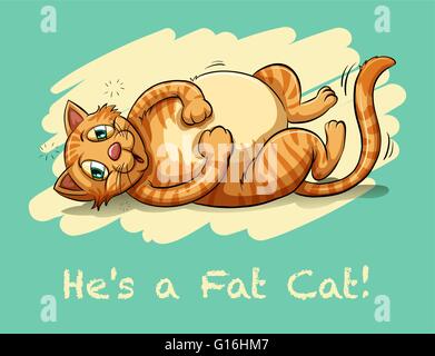 Idiom poster with fat cat illustration Stock Vector Image & Art - Alamy