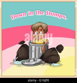 Idiom expression for down in the dumps illustration Stock Vector Image ...