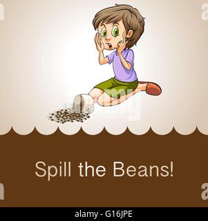 Idiom spill the beans illustration Stock Vector Image & Art - Alamy