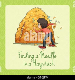 Finding a needle in a haystack illustration Stock Vector Image & Art ...