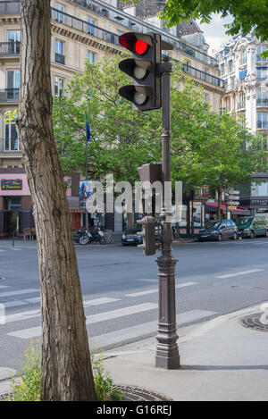 Paris France, traffic light with red light Stock Photo - Alamy