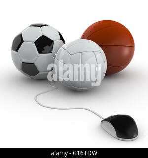 Soccer ball with computer mouse, 3D rendering isolated on white ...