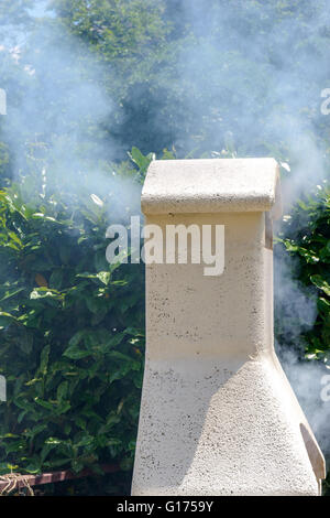 smoke coming from the chimney of the barbecue Stock Photo - Alamy