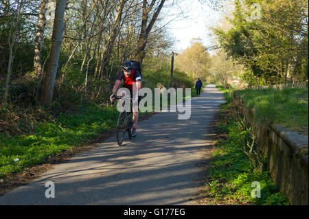 Cyclists on the Deeside way at Cults, Aberdeen. Former Royal Deeside ...
