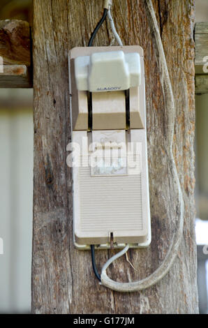 Old ceramic circuit breaker (Cut out) isolated on white background ...
