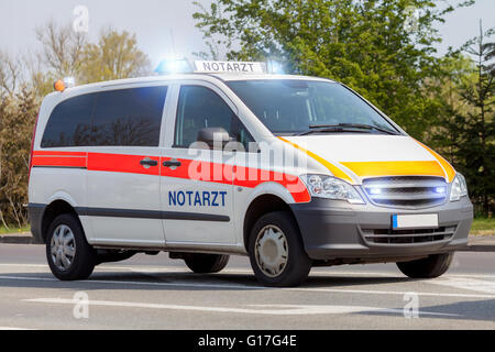 german emergency ambulance car stands on the street Stock Photo - Alamy
