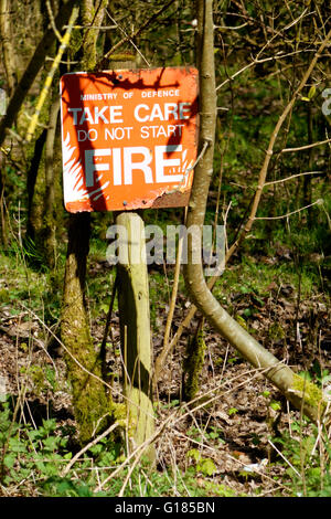 A Ministry of Defence Take Care Do Not Start Fire Warning Sign on ...