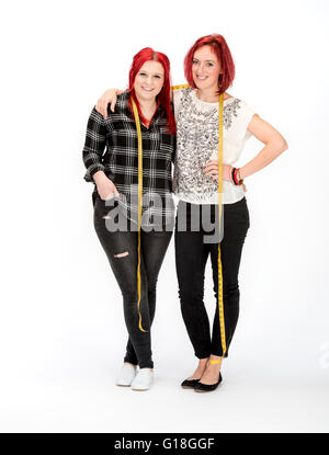 Student sewer Jade Earley (left) with her sewing teacher Becky Drinan ...